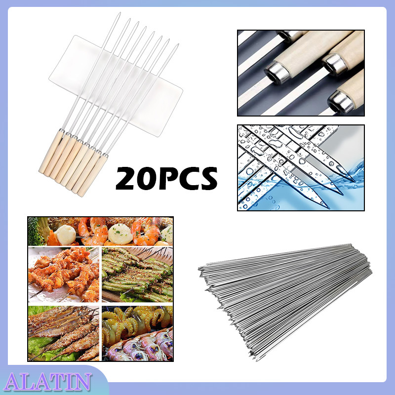 Jual Alat Tusuk Sate BBQ Stainless Steel / 20Pcs Tusukan Sate / Tusukan ...
