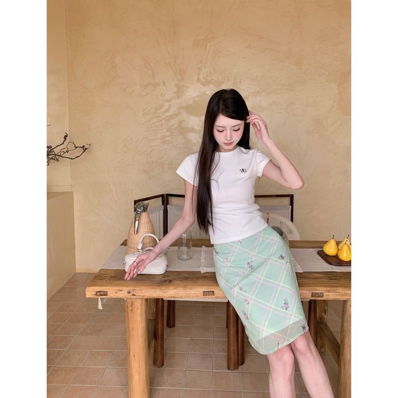 Jual Kotak-kotak Mint Mambo Rok tipis kata 25 rok musim panas retro ...