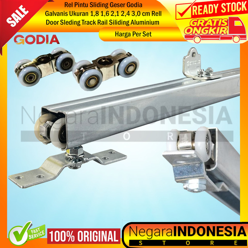 Jual Godia Rel Pintu Sliding 1set Roda Gantung Track Rail Galvanis Ukuran 1,8 1,6 2,1 2,4 3,0 ...