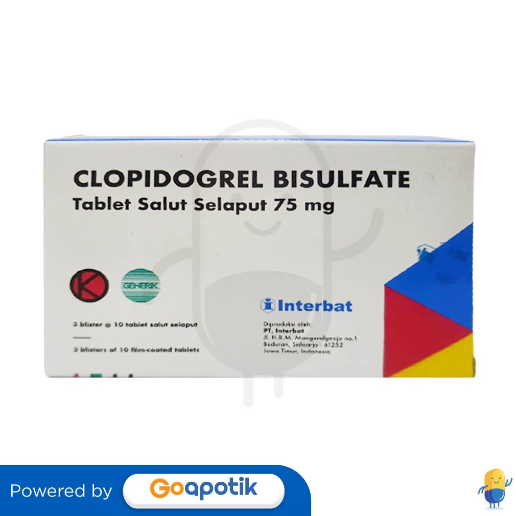 Jual Clopidogrel Bisulfate Interbat 75 Mg Box 30 Tablet | Shopee Indonesia