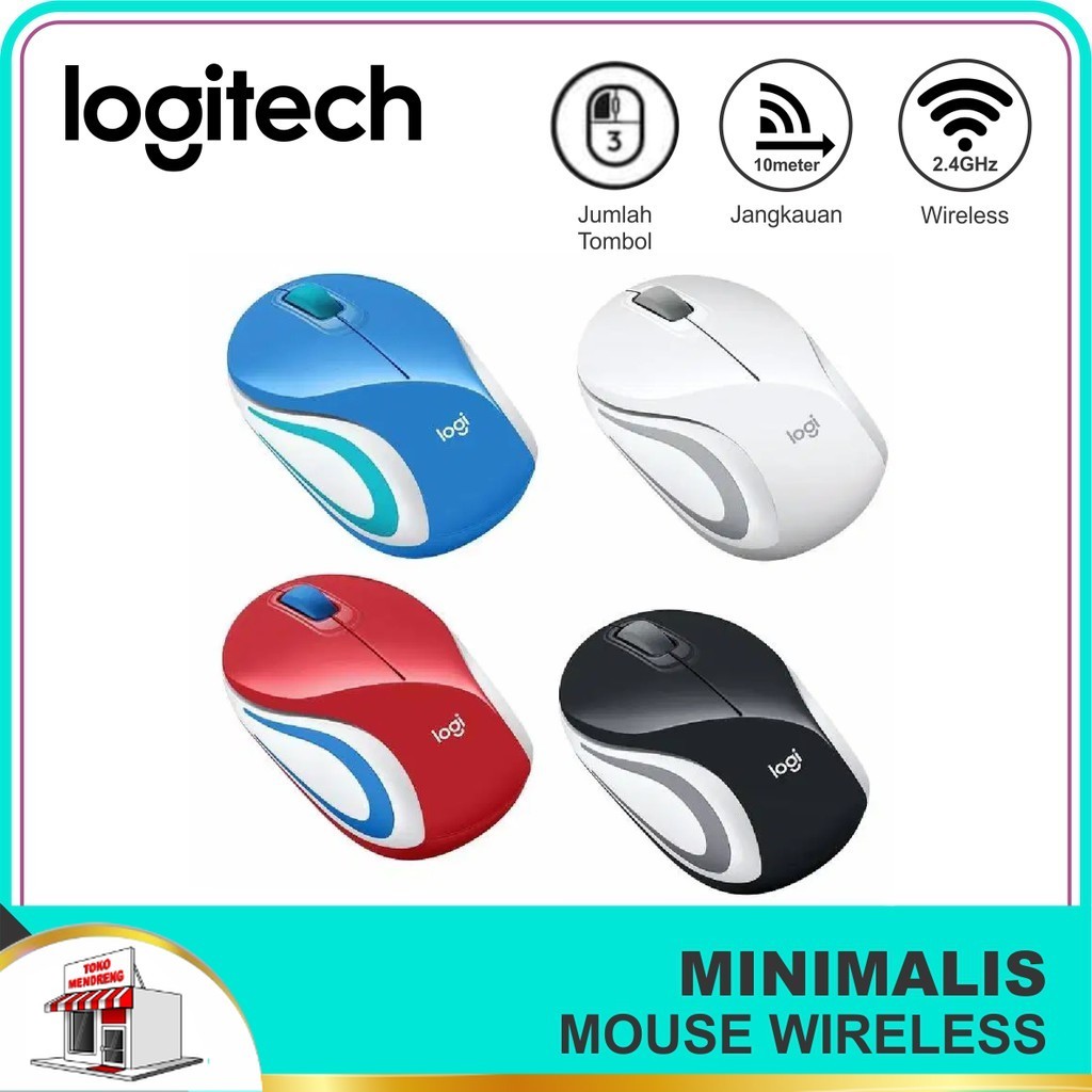Jual Mouse Wireless Mini Logitech M187 ( White, Black, Blue, Red ...
