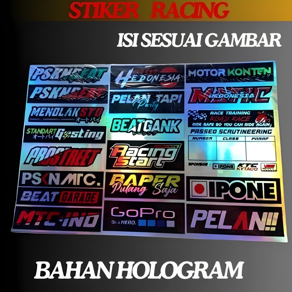 Jual Stiker Racing Pack Sticker Racing Hologram Stiker Sponsor Stiker ...