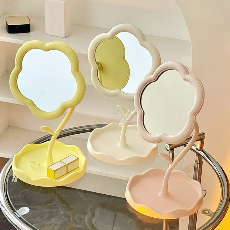Jual (GL) CERMIN BUNGA STAND MAKE UP ROTATING / MIRROR AESTHETIC ...