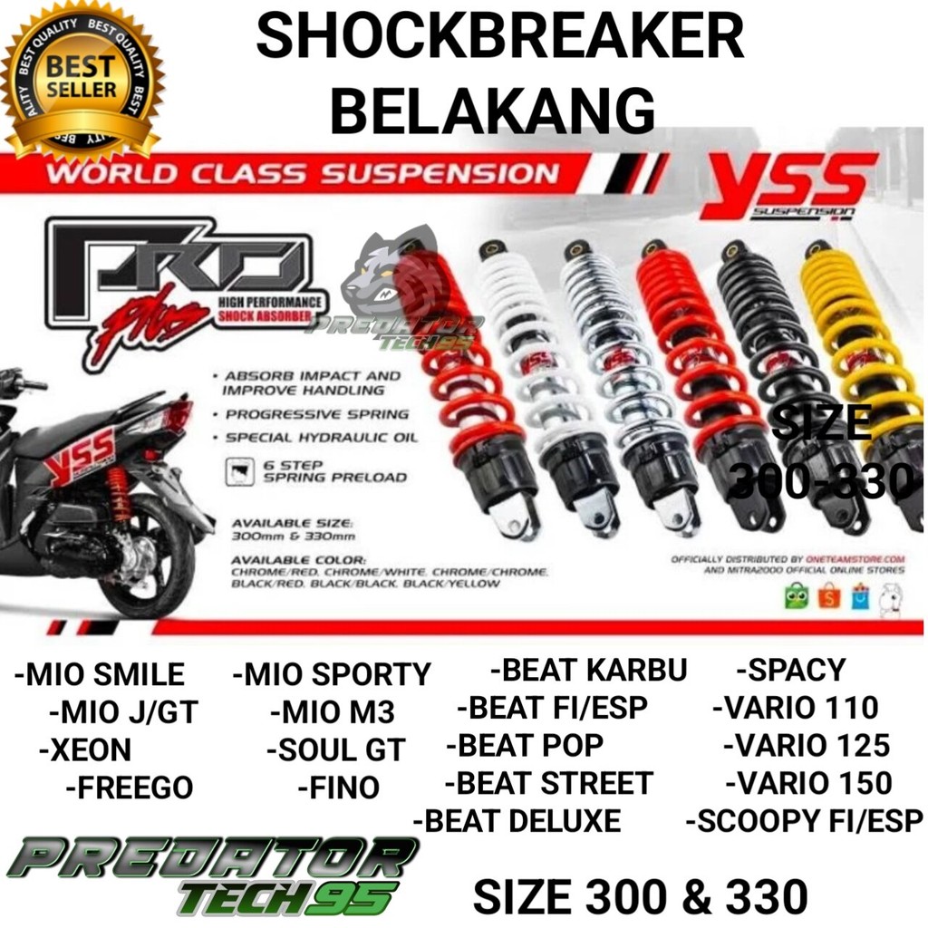 Jual SHOCK SHOK SHOCKBREAKER BELAKANG YSS PRO PLUS 300 330 BEAT KARBU FI ESP STREET VARIO 110 ...