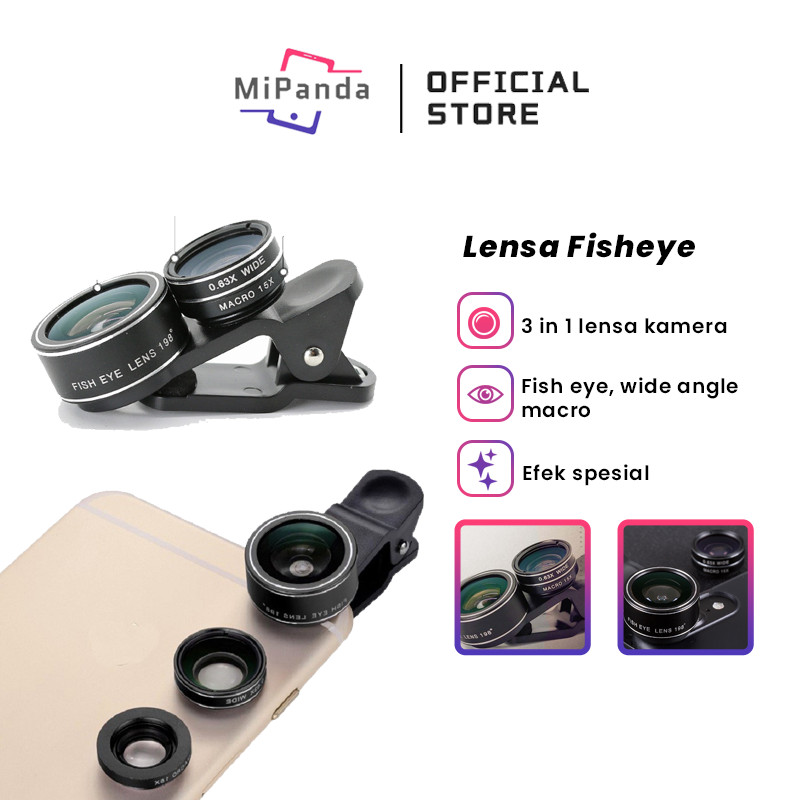 Jual Mipanda Lensa Kamera HP Smartphone 3 in 1 Fish Eye Macro Wide ...