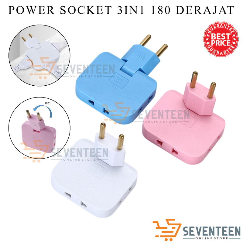 Jual SEVENTEEN POWER SOCKET 3 LUBANG FOLDING CONVERTER US EU ADAPTOR ...