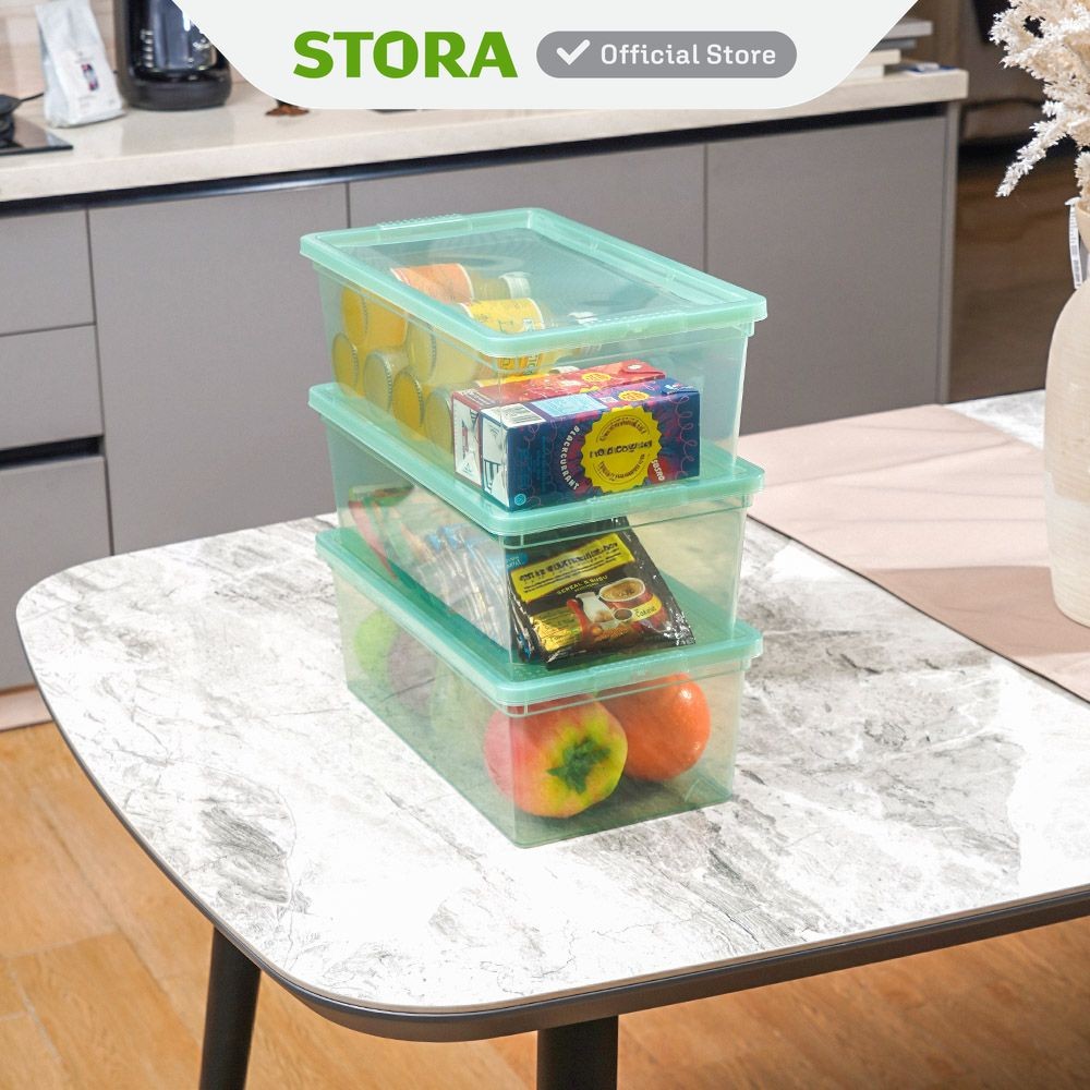 Jual Stora 34X19X12 cm Set 3 Pcs Kotak Penyimpanan - Hijau Kotak ...