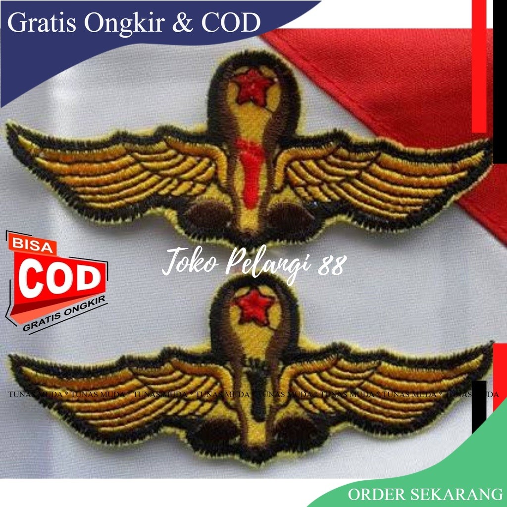 Jual (COD) Bed Wing Tapak Merah & Hitam Pramuka Bintang Hitam Lencana ...