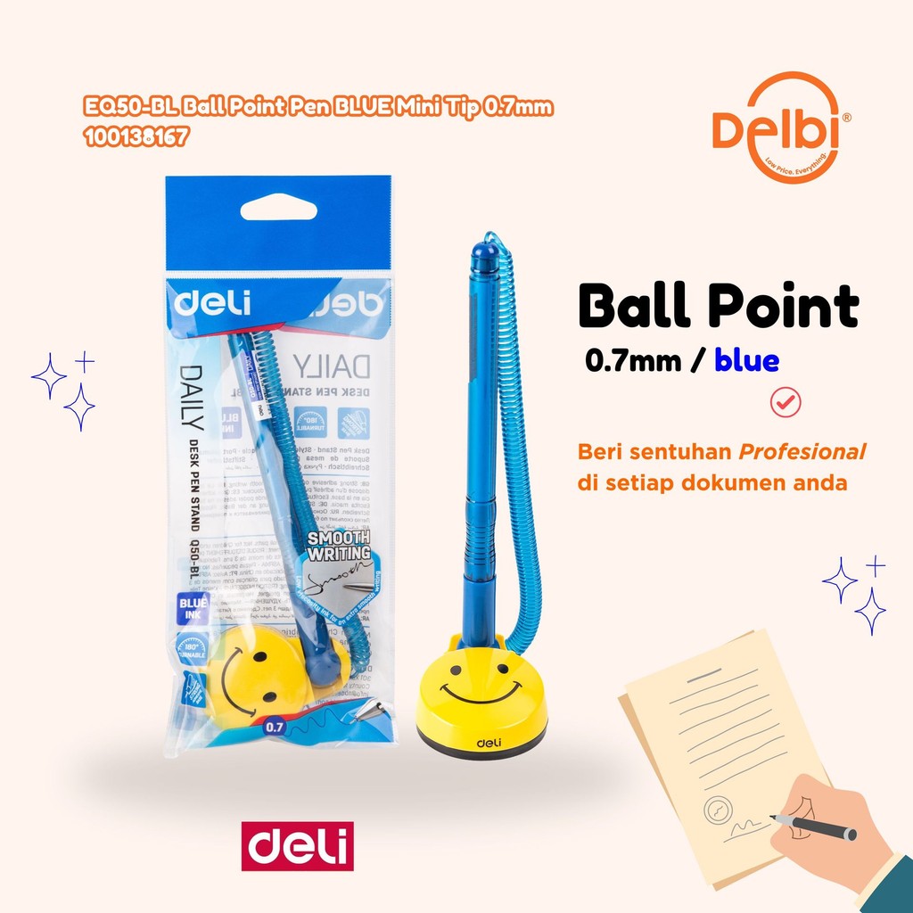 Jual Deli Desk Ballpoint Pulpen Meja 0,7mm Tinta Hitam/Biru Untuk ...