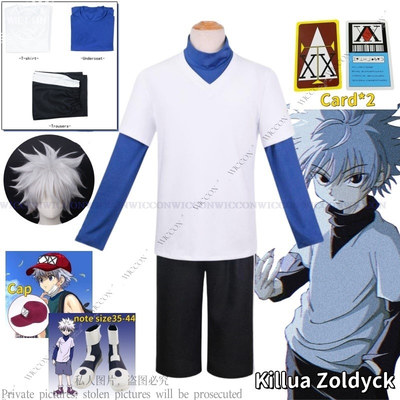 Jual Killua Zoldyck Cosplay Costume Hunter T shirt Full Set Wig ...