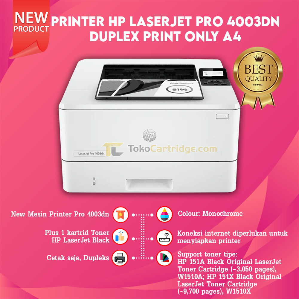 Jual HP Printer LaserJet Pro 4003dn Print Only Monochrome Duplex Network (2Z609A) Pengganti ...