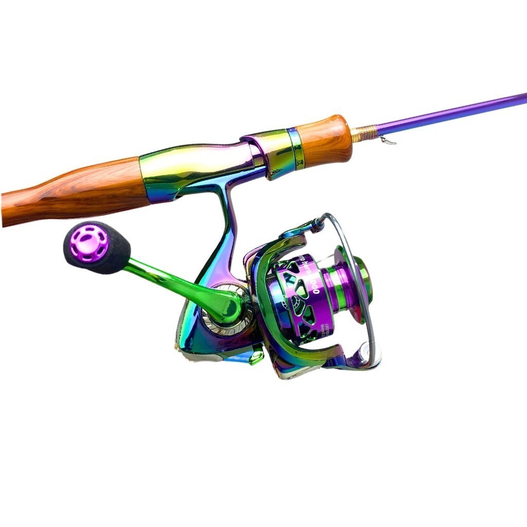 Jual 1 Set Joran Pancing Spinning Rod Karbon Padat Color Rainbow UL ...