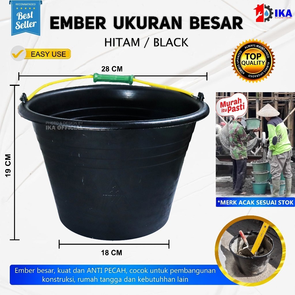 Jual EMBER COR KECIL & BESAR HITAM ANTI PECAH / EMBER TIMBA AIR PLASTIK ...