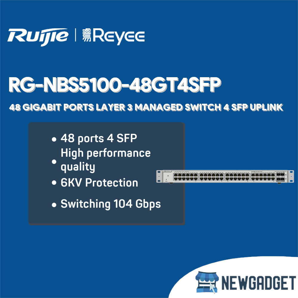 Jual RUIJIE REYEE RG-NBS5100-48GT4SFP 48 GIGABIT PORTS LAYER 3 MANAGED SWITCH 4 SFP UPLINK ...