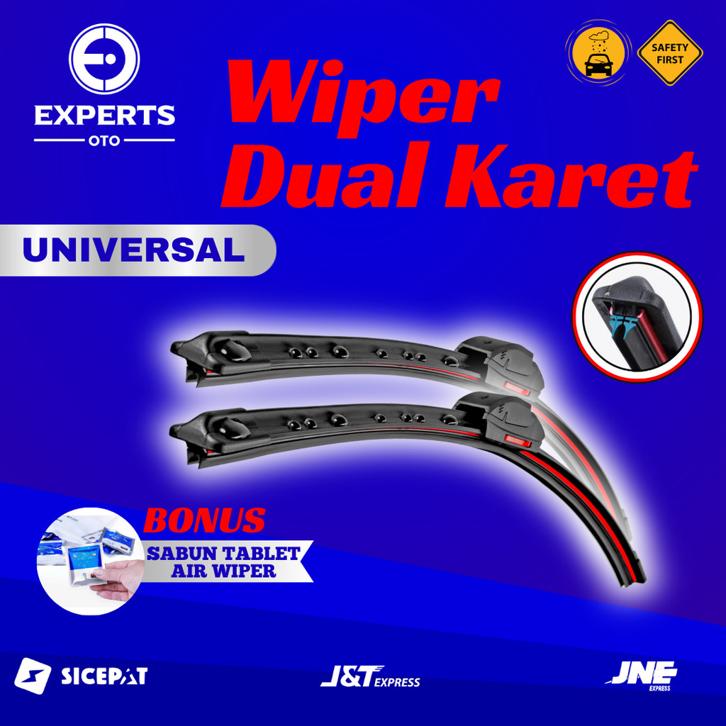 Jual Wiper Mobil Double Karet 2 Lapis Frameless Universal Model Karet Ganda Dual Blade Dobel ...