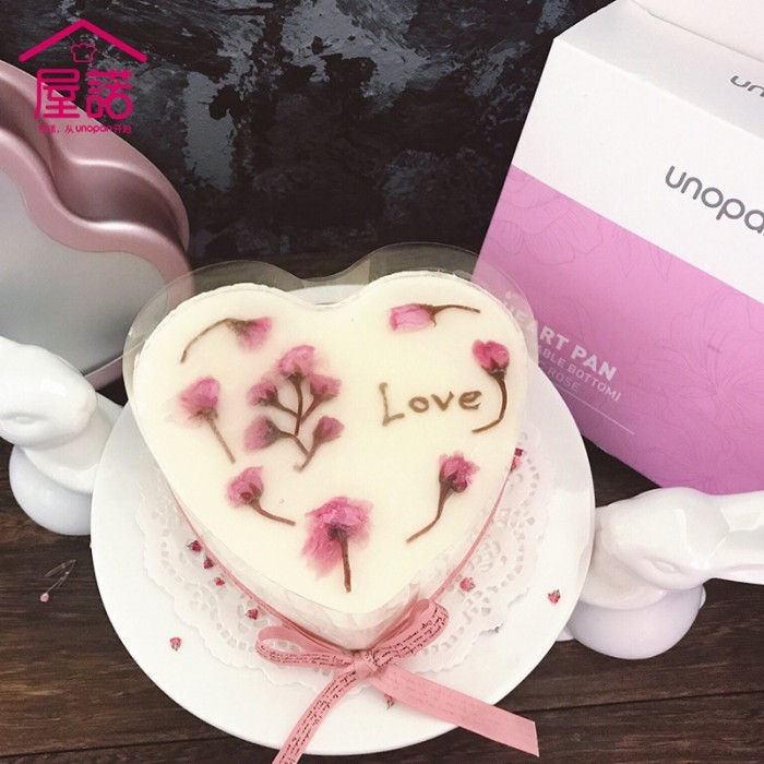 Jual unopan metalic rose 8inch heart bake pan removable bottom UN16309 ...