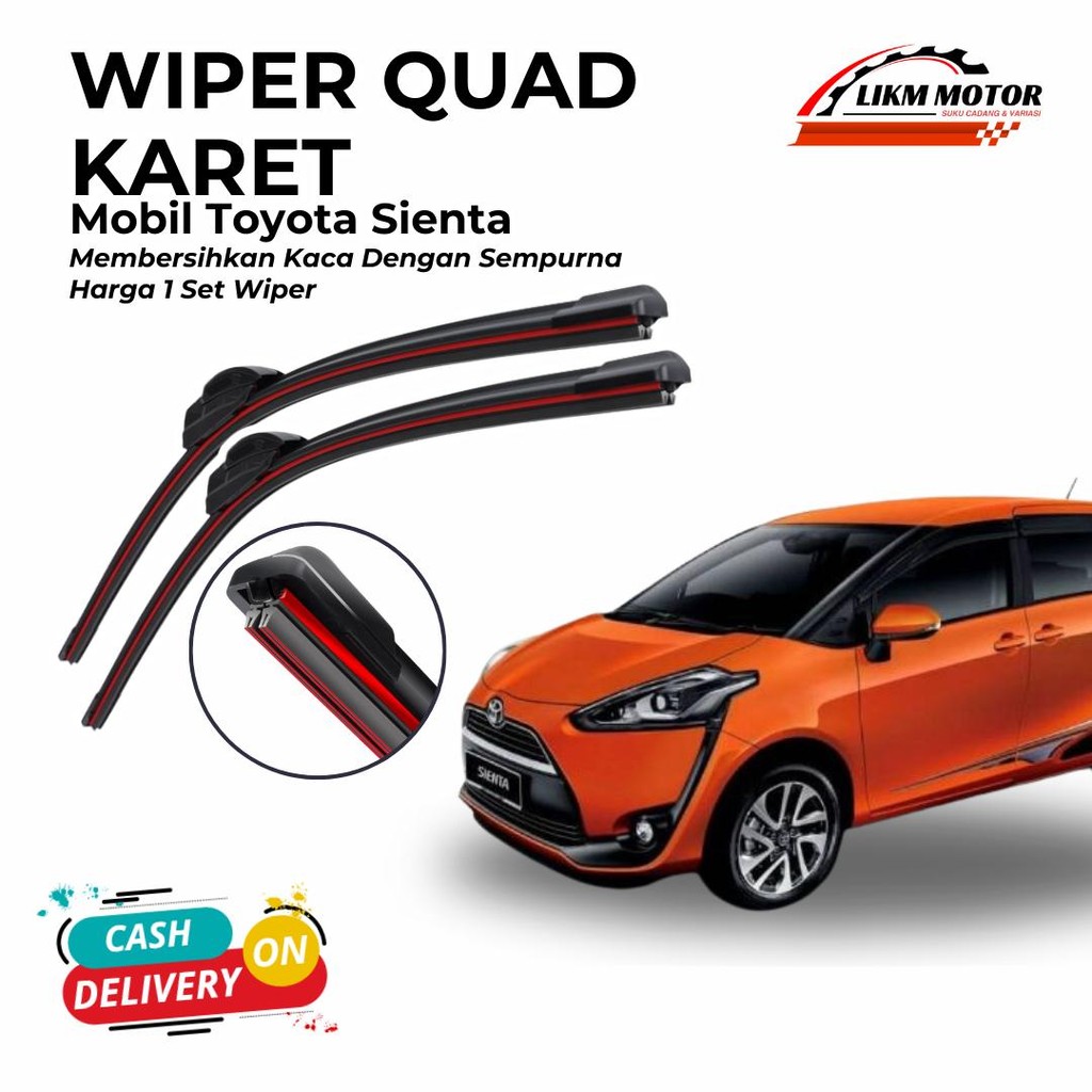 Jual LE Wiper Quad 4 Karet Toyota Sienta Frameless Model Karet Quad ...
