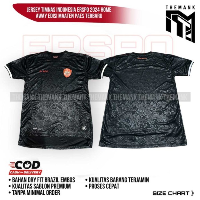 Jual JERSEY TIMNAS INDONESIA KIPER HOME AWAY 2024 ERSPO BLACK DRY-FIT ...
