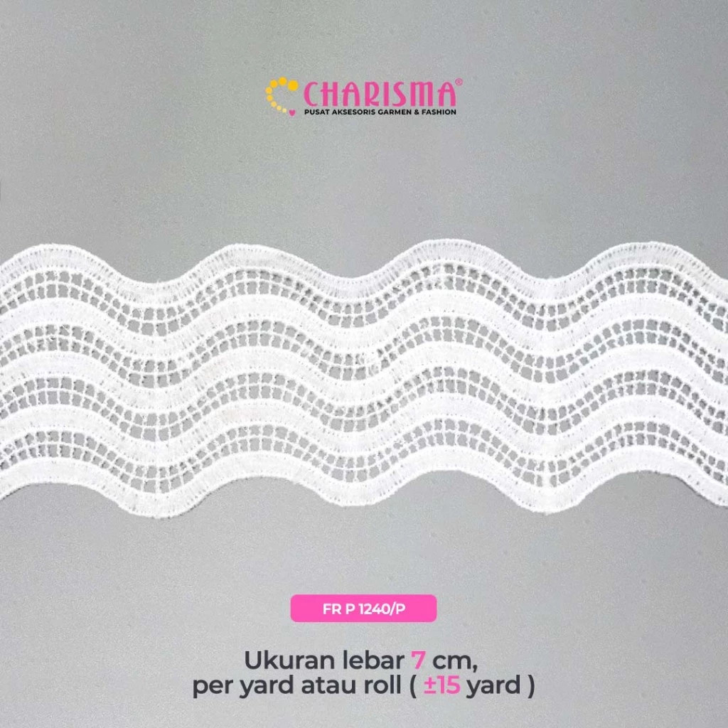 Jual Charisma Renda Bordir Guiper FR P 1240 (harga per 90cm)- Renda Bordir / Lebar 7cm /Renda ...