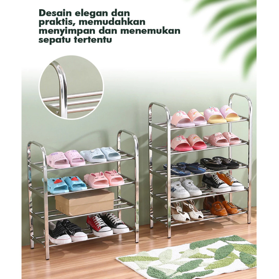 Jual CAKRA Rak Sepatu Stainless Steel Multifungsi Rak Susun Rak Sandal ...