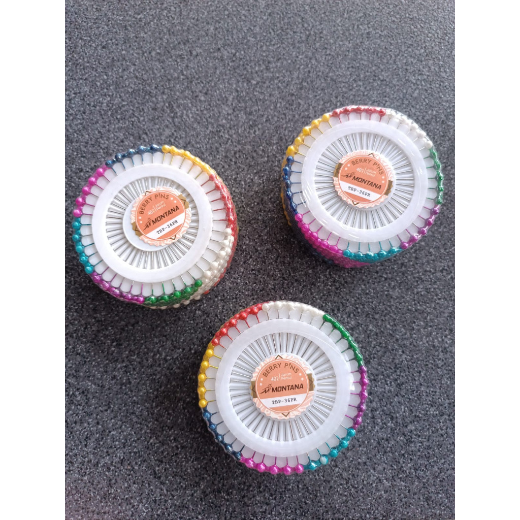 Jual JARUM PENTUL BERRY PINS BESI WARNA WARNI MEREK MONTANA 1 ROLL ISI ...