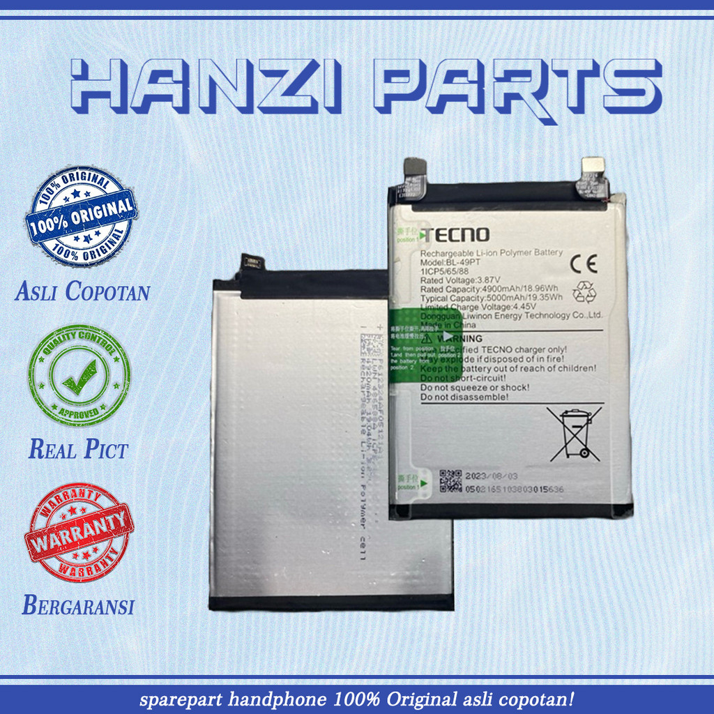 Jual BATERAI BATRE BATTERY BL-49PT TECNO POVA 5 PRO Lh8n ORIGINAL 100% ...