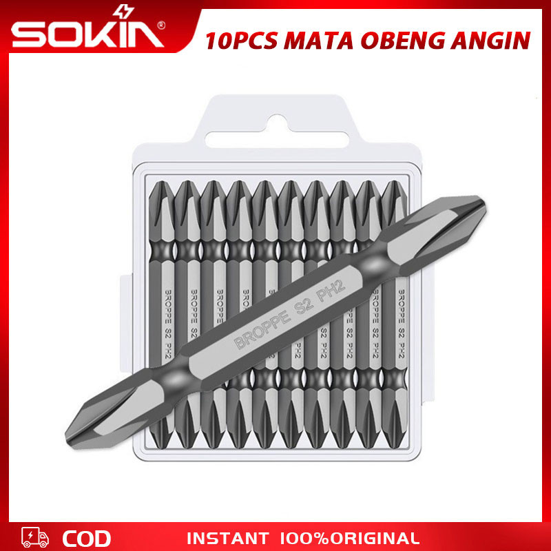 Jual SOKIN 10pcs Mata Obeng Angin Plus+Minus PH2X65mm Mata Bor ...