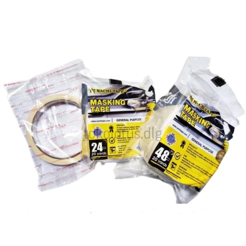 Jual Masking Nachi / Lakban Kertas Nachi 1/2in 1" 2" 24mm 48mm 20yard ...