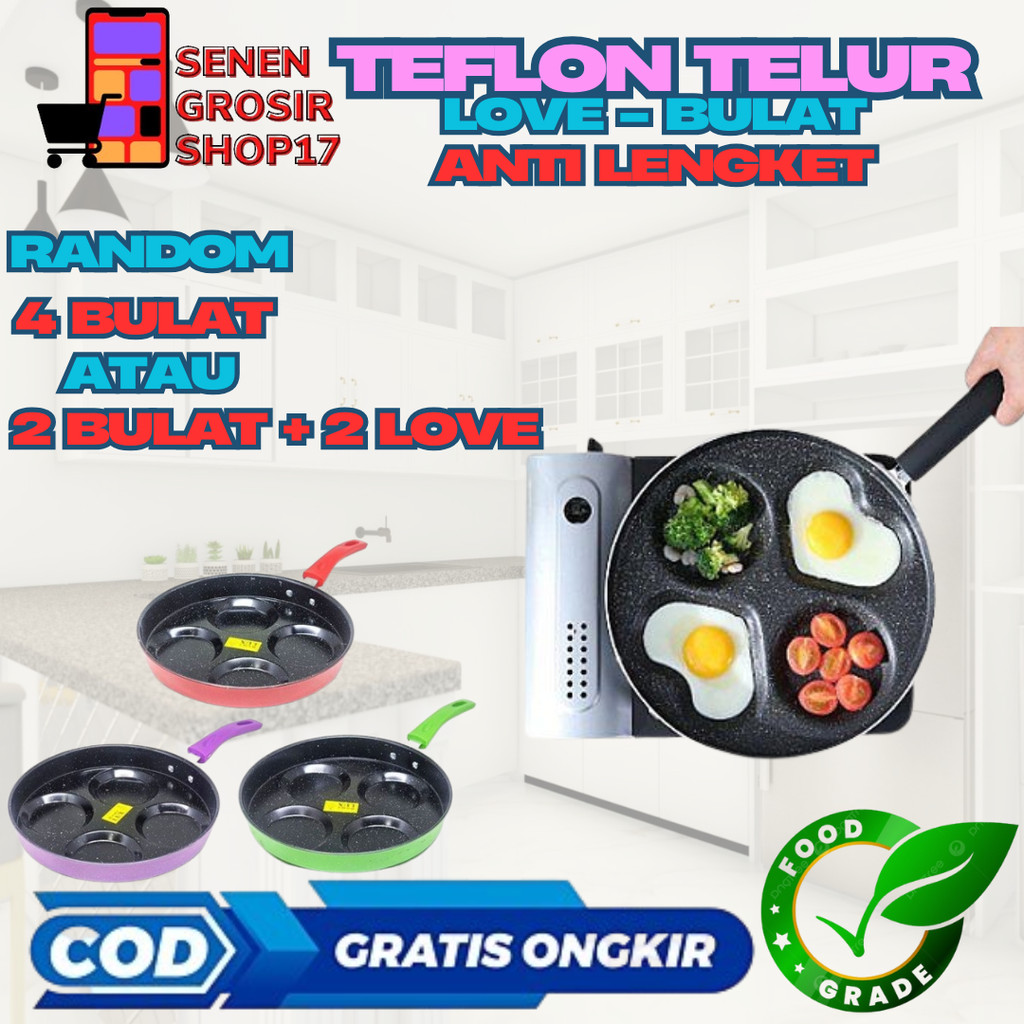 Jual SN COD Teflon 4 Lubang Variasi Bulat ATAU Love Wajan Panci Telur ...