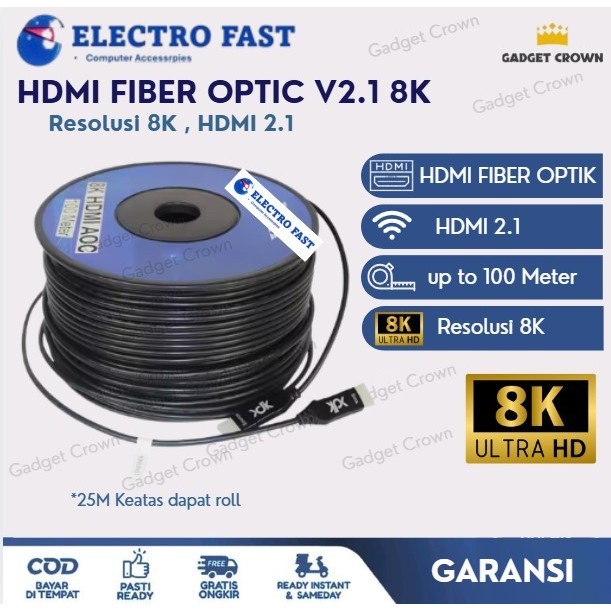 Jual ELECTROFAST Kabel HDMI 2.1 Active FO Fiber Optic Optik Resolusi 8K 10 12 15 20 25 30 35 40 ...