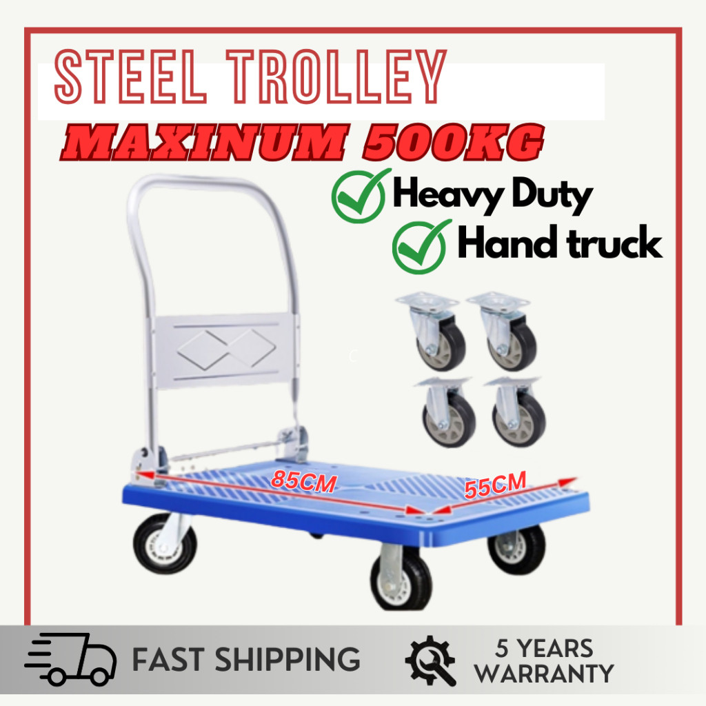 Jual Trolley Portable 500KG Hand Truck PVC Foldable Iron Small Trolley ...