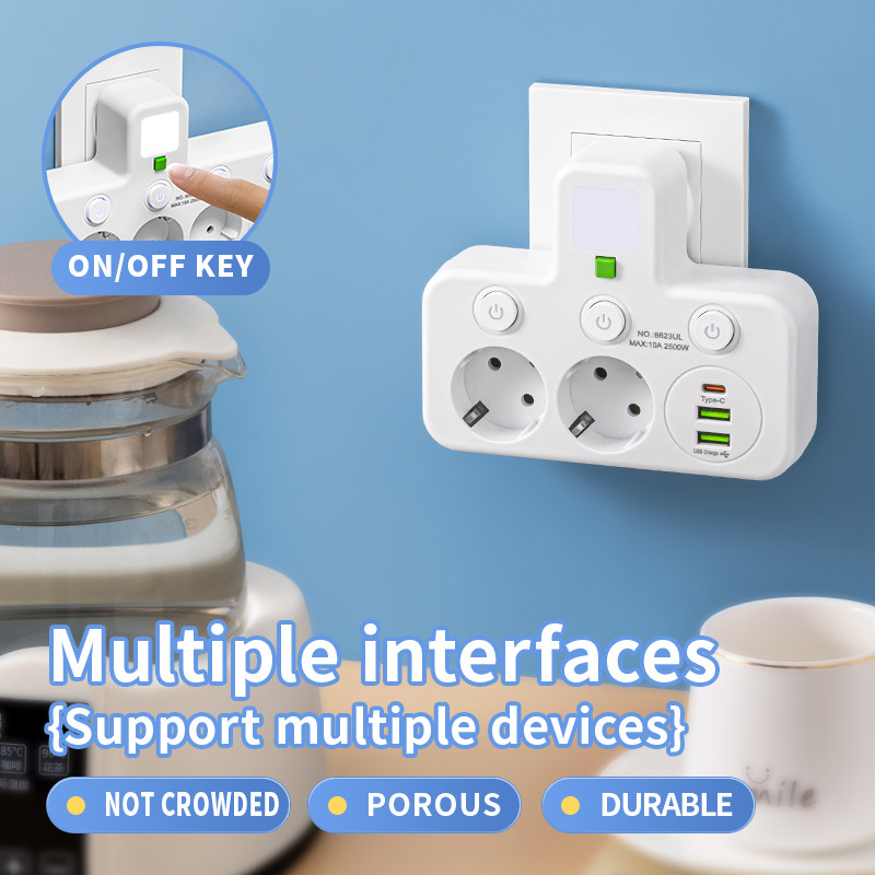 Jual EU Plug AC Outlet Power Strip Multiprise Wall Socket Universal ...