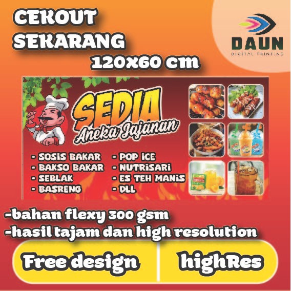 Jual Spanduk banner jualan murah Aneka Jajanan Ukuran 120x60 bisa ...
