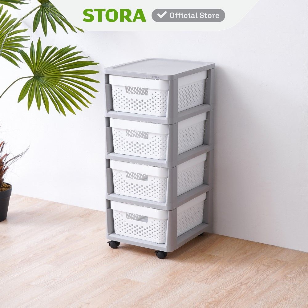Jual Stora Rak Troli 4 Tingkat Dengan Keranjang - Putih Tempat ...