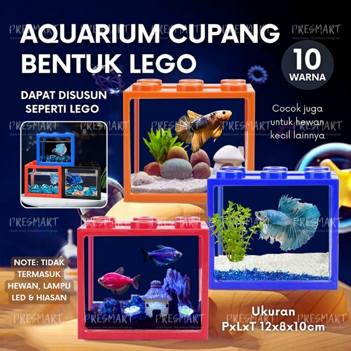 Jual Tank Akrilik Mini Lego Susun Soliter Aquarium Tempat Block Kandang ...
