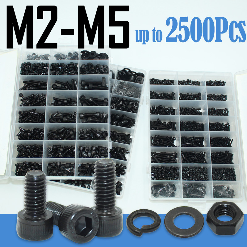Jual M2 M2.5 M3 M4 M5 M6 Hex Socket Head Cap Set Allen Screw DIN912 Black 12.9 Grade Carbon ...