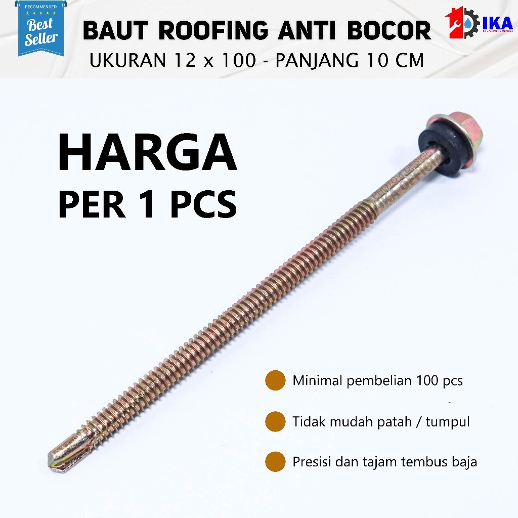 Jual 1 PCS / 1 Buah - 100mm Baut Sekrup Roofing / Baut Sekrup Baja ...