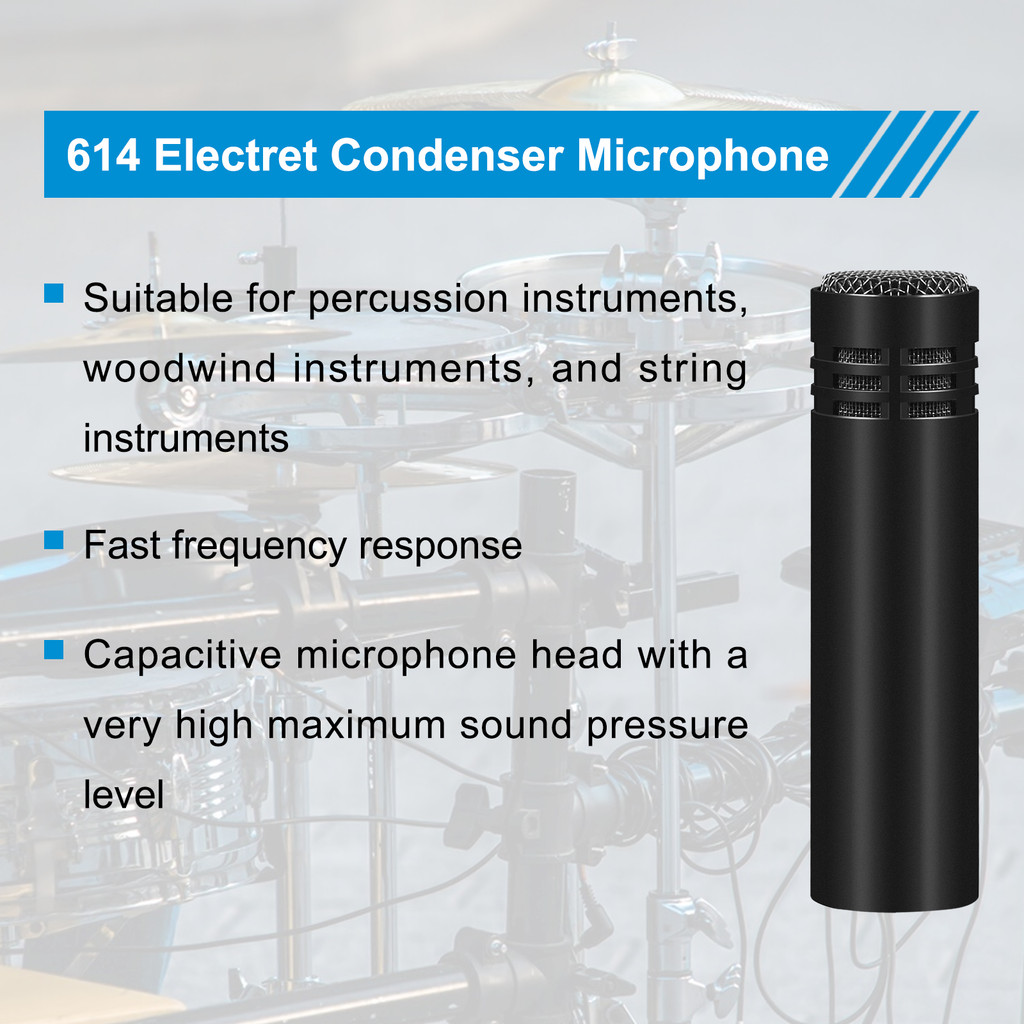 Jual E614 Condenser MIC Instrument Microphone 48V Drum Shaped ...