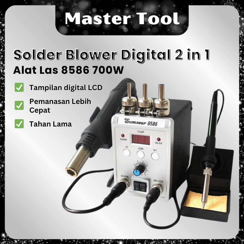 Jual Master Tool ⭐Garansi 1 Tahun⭐ Stasiun Solder Blower Alat Las 8586 700W 2 in 1 Digital ...