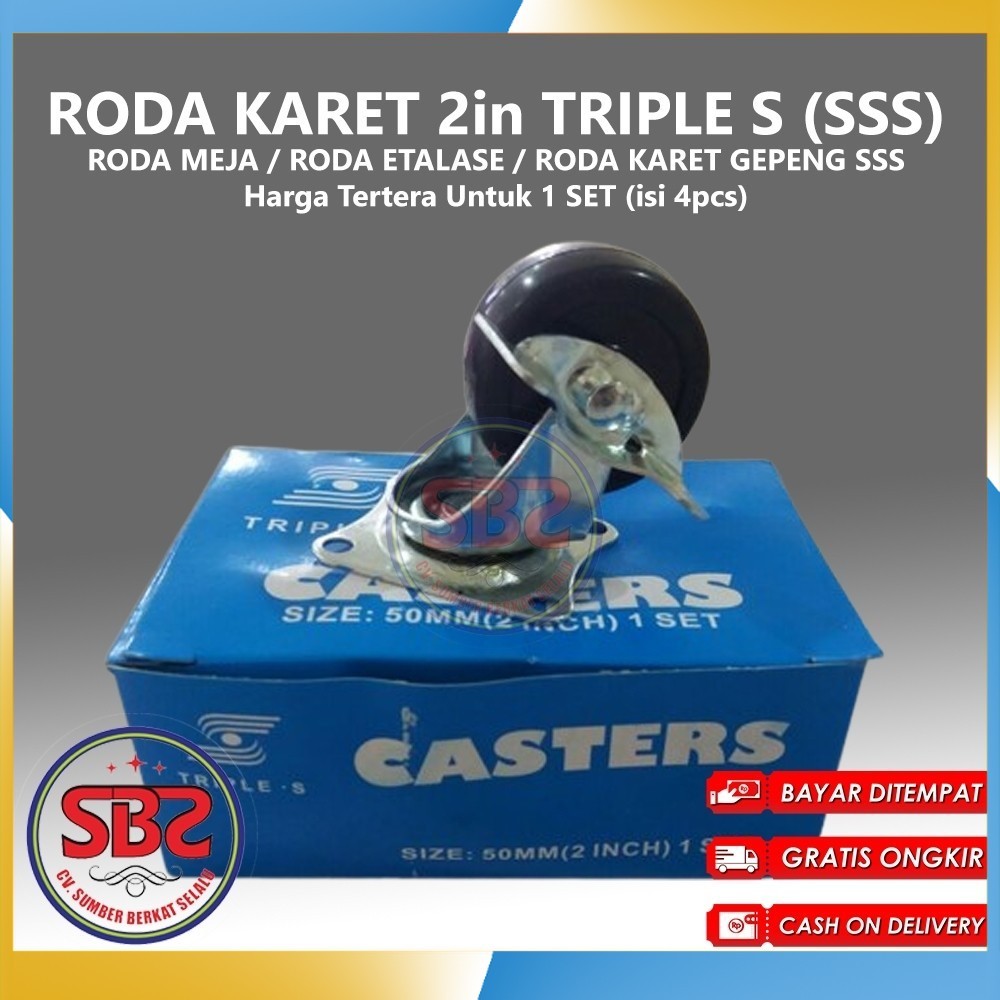 Jual SSS - TRIPLE S RODA KARET GEPENG 2in Hidup + Rem 50MM REM HIDUP ...