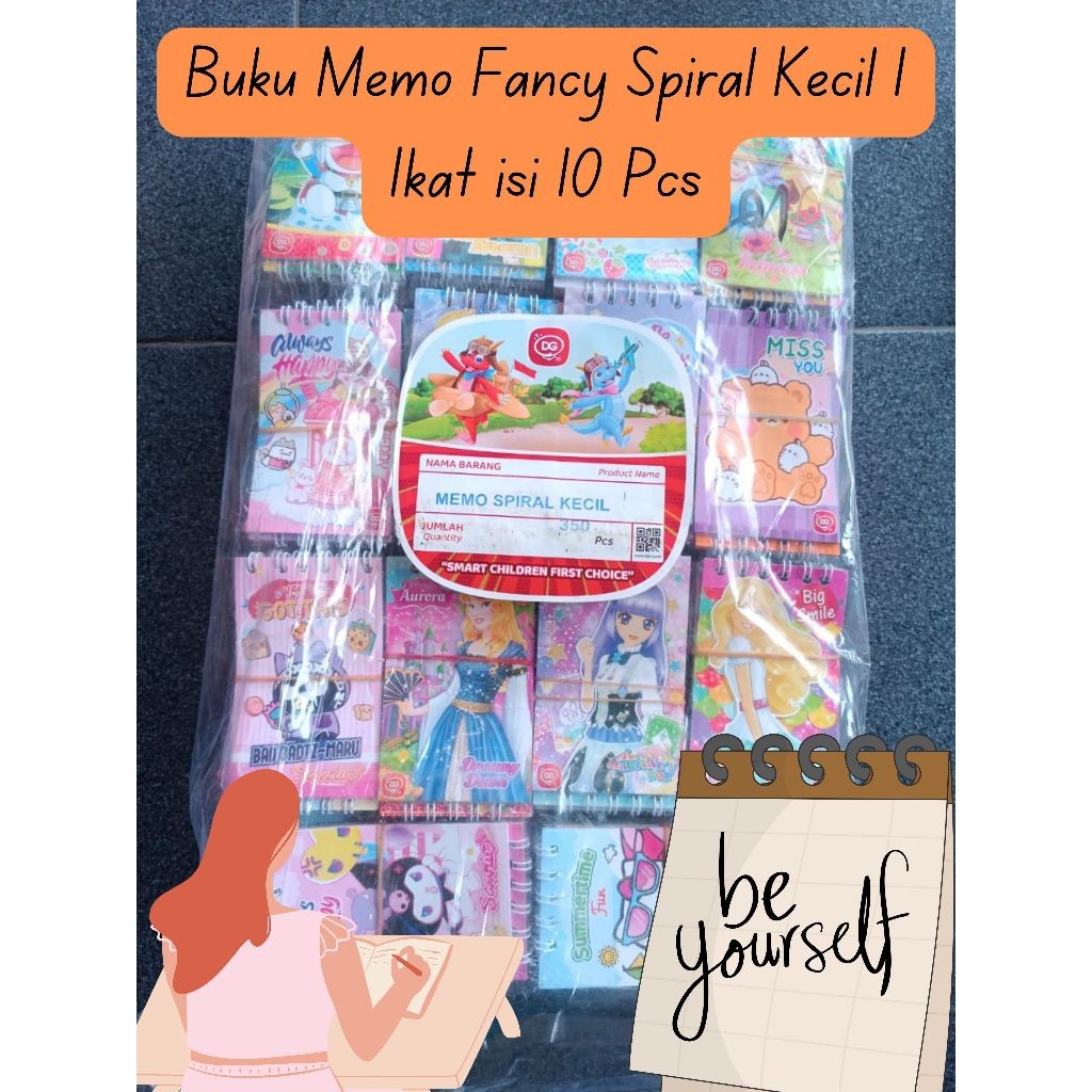 Jual BUKU MEMO NOTES SPIRAL KERTAS FANCY KECIL MEREK DG 1 PAK ISI 10 ...