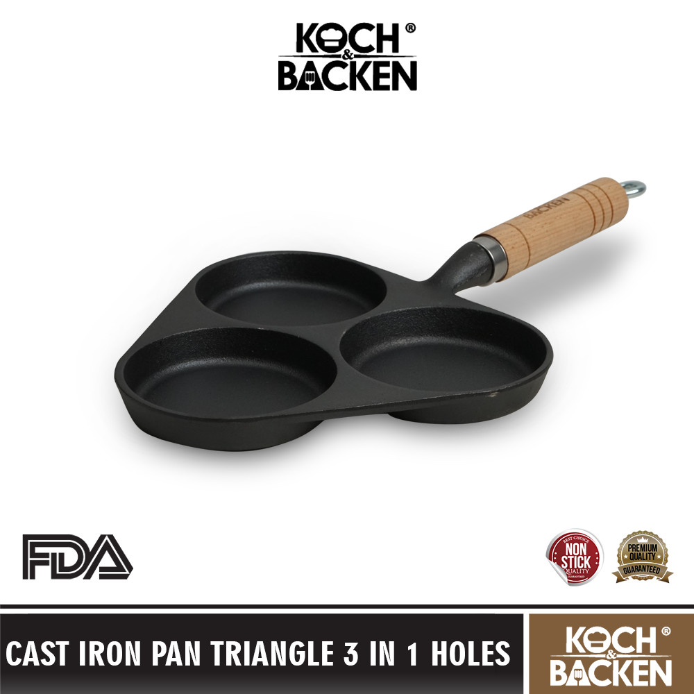 Jual KOCH&BACKEN Cast Iron Pan Triangle 3 in 1 Holes - Panci Telur ...