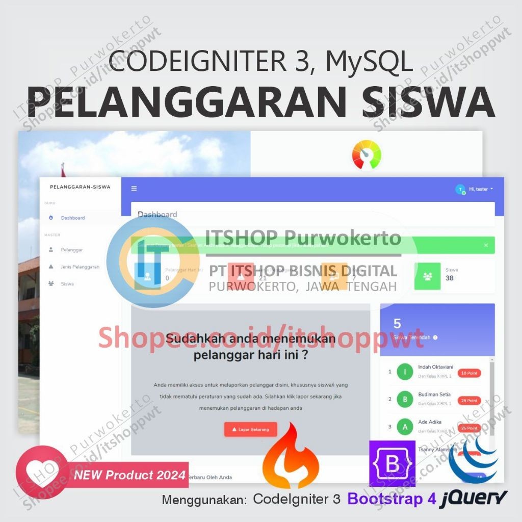 Jual Source Code Aplikasi Web Poin Pelanggaran Siswa Menggunakan Codeigniter 3 | Shopee Indonesia