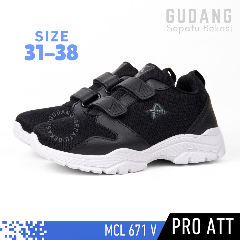 Jual Sepatu Sekolah Anak Laki Laki SD SMP Hitam Putih Perekat Pro ATT MCL671V | Shopee Indonesia