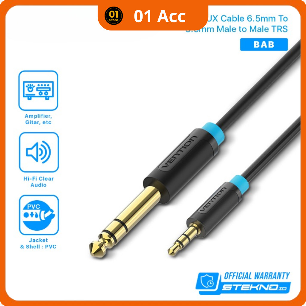 Jual Kabel AUX 6.5 mm to 3.5 mm Male to Male TRS Vention - 01 ACC Store | Shopee Indonesia