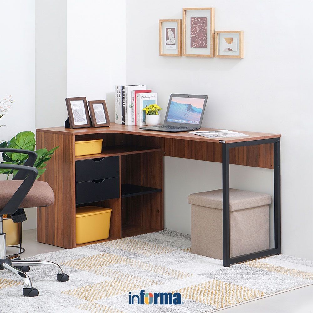 Jual Informa Hagen Meja Kantor - Cokelat Walnut/Hitam Office Table ...