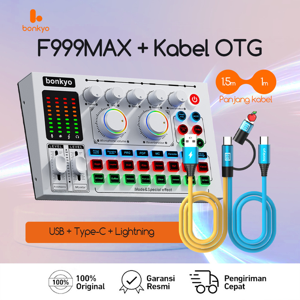 Jual Bonkyo F999MAX Sound card + kabel OTG peralatan siaran langsung ...