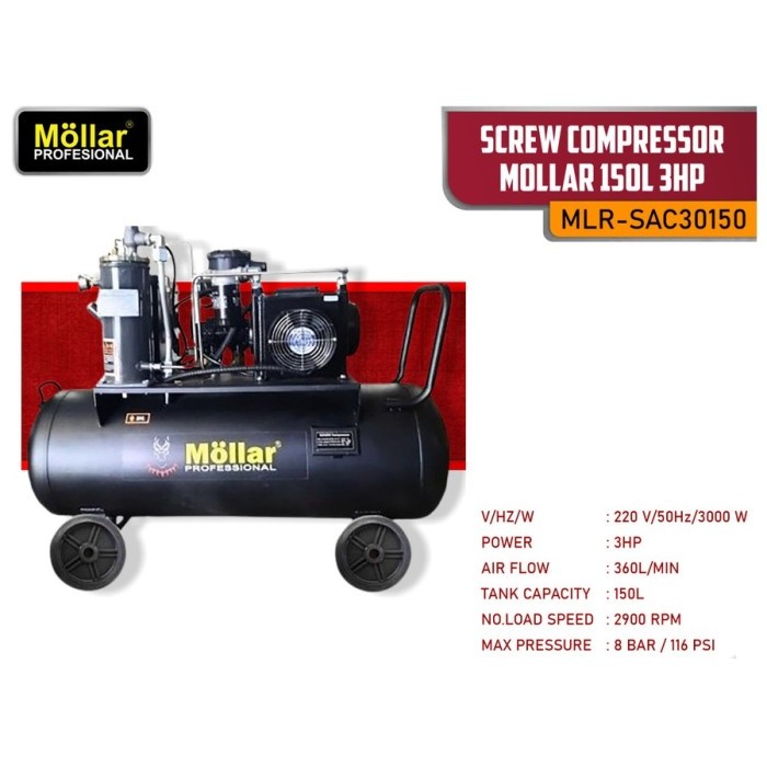 Jual Mesin KOMPRESOR 3HP 150L AIR COMPRESSOR 3 HP 150 LITER MOLLAR ...