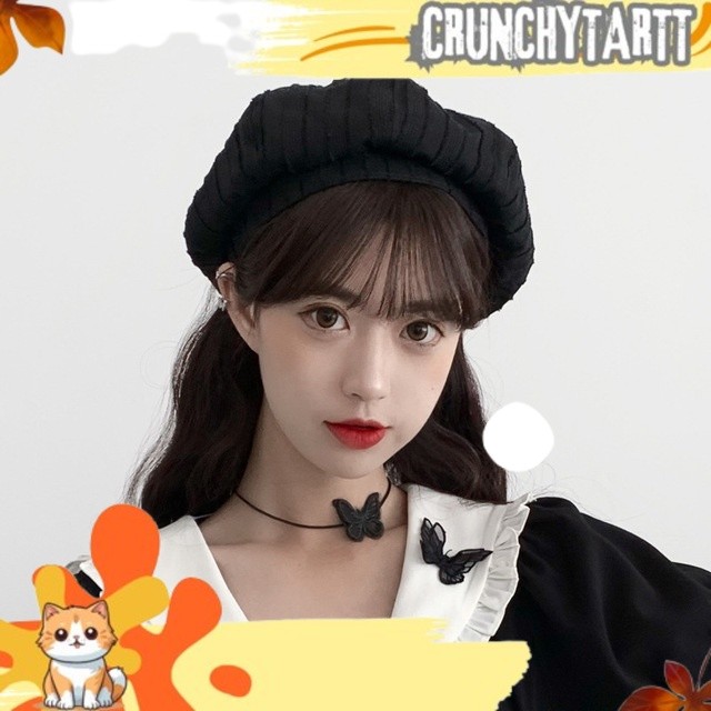 Jual TRENDING TBLI topi beret aksen line kain high quality baret hat ...