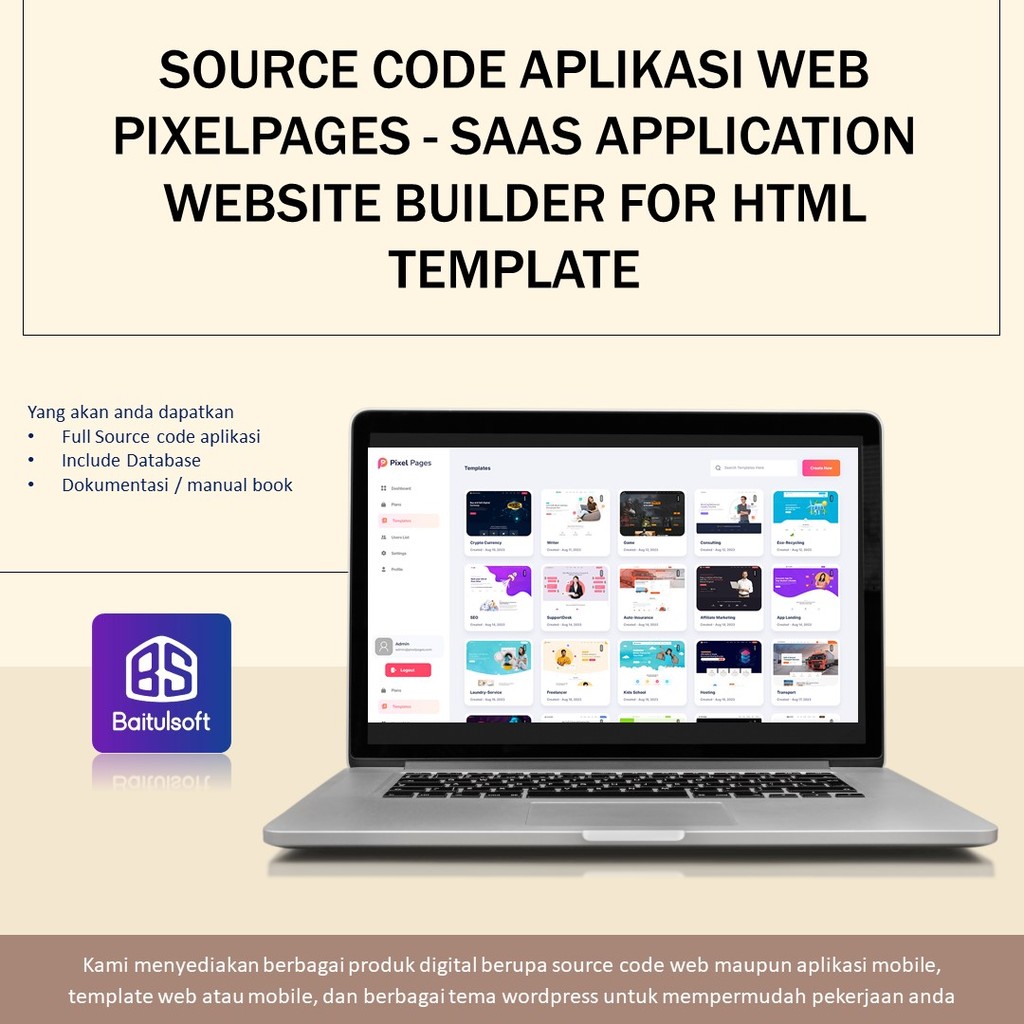 Jual SOURCE CODE APLIKASI WEB PIXELPAGES - SAAS APPLICATION WEBSITE BUILDER FOR HTML TEMPLATE ...